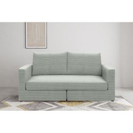 DOMO collection 2-Sitzer &raquo;Bibury, modernes Sofa, B/T/H: 178/80/90 cm&laquo; Sitzfl&auml;che mit Federkern, inkl. 2 R&uuml;ckenkissen grau 100% Polyester