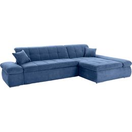 DOMO collection Ecksofa &raquo;Moric Luxus - B/T/H 300/172/80 cm, XXL-Format&laquo; L-Form, 140kg Belastung/Sitz, Chenilleoptik, blau blau Chenille (85% Polyester
