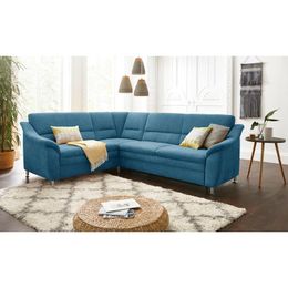 Sit & More sit&more Ecksofa &raquo;Cardoso L-Form&laquo; mit Federkern, wahlweise mit Bettfunktion und Schubkasten blau Flachgewebe (100% Polyester);Struktur (100% Polyester