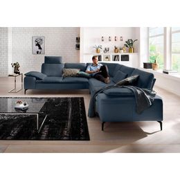 W.Schillig Ecksofa &raquo;valentinoo, Designsofa, elegant und bequem, L-Form&laquo; mit Sitztiefenverstellung, Breite 318 cm blau Longlife Xtra-Leder Z73: 