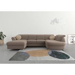 Sit & More sit&more Wohnlandschaft &raquo;Apulia U-Form&laquo; wahlweise Bettfunktion, Bettkasten und Kopf- und Armteilverstellung grau Webstoff (100% Polyester);Struktur 