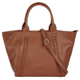 Samantha Look Damen Shopper echt Leder, Made in Italy braun