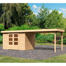 Karibu Gartenhaus &raquo;Arnis&laquo; mit Anbaudach 2,80 cm Breite beige Holzwerkstoff