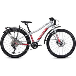 GHOST Trekkingrad &raquo;Kato 24 Pro EQ&laquo; 10 Gang Shimano Deore RD-M600 Schaltwerk Kettenschaltung f&uuml;r Damen und Herren, Kettenschaltung silber Trekkingrad