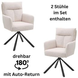Stolkom Armlehnstuhl &raquo;Sofia&laquo; (Set) 2 Stk.180 grad drehbar mit Auto-Return, Federkern im Sitz Polyester