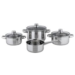 CS Koch-Systeme Topf-Set &raquo;BELM&laquo; Set, je 1 Kochtopf 16/18/20 cm, 1x Stielkasserolle 16 cm, 7 Stk. tlg. Edelstahl silber