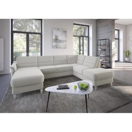 Sit & More sit&more Wohnlandschaft &raquo;Palmera U-Form, B: 308 cm&laquo; optional Bettfunktion & Bettkasten, Federkern silber 100% Polyester