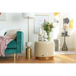 Kayoom Sitzhocker &raquo;Hocker Artisse, Edler Touch durch goldenen Sockel&laquo; 1 Stk. tlg. stilvoll, farbig lackiert, dekorativ, Moderner Look beige Bezug: Polyester 