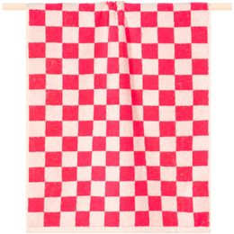 Pad Strandtuch &raquo;CHESS&laquo; Made in Europe, modernes Karo Design pink Frottee, Frottee