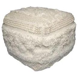 Pouf Kayoom "Bohist 125 50cm x 50cm, Strukturen mit Fransen und Quasten", beige (natural), B:50cm H:45cm T:50cm, Baumwolle, Vlies, Poufs, Pouf, handgefertigt, Unikat, sehr gut kombinierbar, vielf&auml;ltig im Einsatz