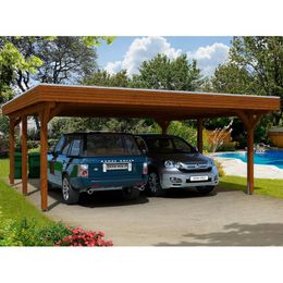 Skan Holz Doppelcarport &raquo;Spessart&laquo; Leimholz 550 cm braun braun