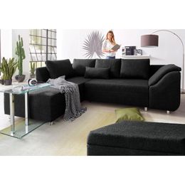 Collection AB Ecksofa &raquo;Sally L-Form&laquo; mit und ohne Bettfunktion, inklusive loser R&uuml;cken- und Zierkissen grau Microfaser PRIMABELLE (100% Polyester) / 