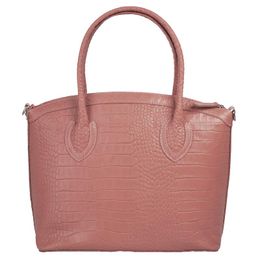CLUTY Damen Henkeltasche echt Leder, Made in Italy rosa