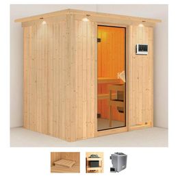 Karibu Sauna &raquo;Bedine&laquo; Set, Ofen 9 kW Bio externe Strg easy beige