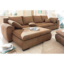 Home Affaire Ecksofa &raquo;Cara Mia L-Form, B: 325 cm - OTTO. Verl&auml;ssliche Qualit&auml;t.&laquo; mit 4 Zierkissen, optional Bettfunktion & Bettkasten braun Luxus-