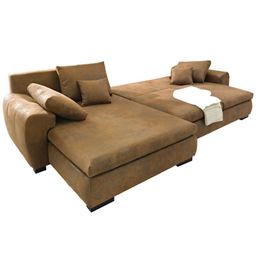 Home Affaire Ecksofa &raquo;Cara Mia L-Form, B: 325 cm - OTTO. Verl&auml;ssliche Qualit&auml;t.&laquo; mit 4 Zierkissen, optional Bettfunktion & Bettkasten braun Luxus-