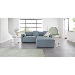 Home Affaire Ecksofa &raquo;Marva 3tlg. L-Form&laquo; beide Armlehnelemente ausziehbar f&uuml;r Bettfunktion, mit Bettkasten grau Struktur fein (100% Polyester);