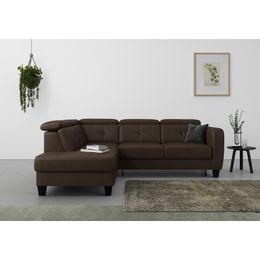 Sit & More sit&more Ecksofa &raquo;Belluci L-Form&laquo; inklusive Federkern, wahlweise mit Bettfunktion und Bettkasten braun