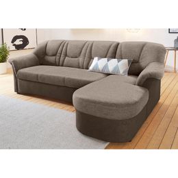 DOMO collection Ecksofa &raquo;Sarafina zeitlos und komfortabel, optional mit Federkern, L-Form&laquo; wahlweise mit Bettfunktion braun Luxus-Microfaser (92% 