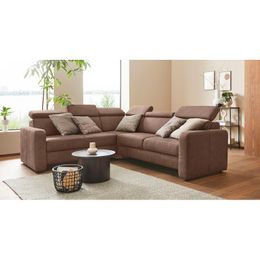 Sit & More sit&more Ecksofa &raquo;Bologna L-Form&laquo; Kopfteilverstellung, wahlweise mit Bettfunktion und Schubkasten braun