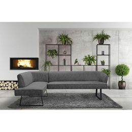 exxpo - sofa fashion Eckbank &raquo;Americano&laquo; mit Keder und Metallf&uuml;&szlig;en, Bezug in verschiedenen Qualit&auml;ten grau