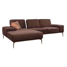 W.Schillig Ecksofa &raquo;run, Designsofa mit tollem Sitzkomfort, bequem, L-Form&laquo; mit Holzsockel, F&uuml;&szlig;e in Bronze pulverbeschichtet, Breite 279 cm braun 
