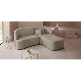 LeGer Home by Lena Gercke Ecksofa &raquo;Dilara L-Form&laquo; gerundete R&uuml;ckenlehne und Front, in 3 Bezugsqualit&auml;ten beige Struktur fein 100% Polyester);Samtoptik