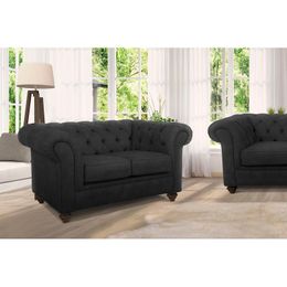 Home Affaire Chesterfield-Sofa &raquo;Duc 2-Sitzer&laquo; hochwertige Knopfheftung im R&uuml;cken, Samtoptik mit changierender Optik grau Samtoptik (100% Polyester);