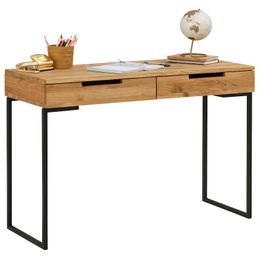 Home Affaire Schreibtisch Ma&szlig;e (B/T/H): 110/45/76 cm, Laptoptisch, Eichenholz, mit 2 Schubladen, filigranes Metallgestell braun