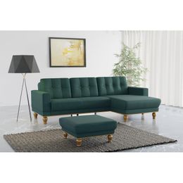 Sit & More sit&more Ecksofa &raquo;Orient 5 L-Form&laquo; mit Strass-Stein, wahlweise mit Bettfunktion und Bettkasten gr&uuml;n 100% Polyester