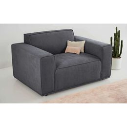 Home Affaire Loveseat &raquo;Avelin, 1.5 Sitzer, 140 cm, Chenille, Struktur-Boucle&laquo; mit Wellenunterfederung, Kedernaht, bodentief, Skandi-Design grau 100% 