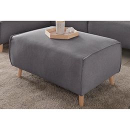 Home Affaire Hocker &raquo;Janek&laquo; mit Keder in scandinavischem Design schwarz Struktur fein ( 100% Polyester);Struktur weich (92% Polyester, 8% Nylon);