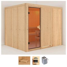 Karibu Sauna &raquo;Gitte&laquo; Set, Ofen 9 kW integr. Strg beige