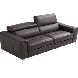 Egoitaliano Schlafsofa &raquo;Francine Designsofa, Loungesofa mit Dauerschlaffunktion, Breite 233 cm&laquo; mit Bettfunktion, Leder BULL, schwarz, Fu&szlig;farbe chrom schwarz 