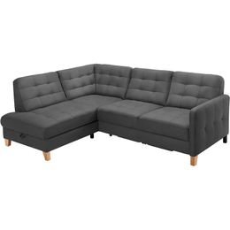 exxpo - sofa fashion Ecksofa &raquo;Elio, kompakt & bequem, zeitloses Design, Breite 228cm, L-Form&laquo; wahlweise mit Bettfunktion und Bettkasten schwarz