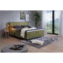 Alina Boxspringbett &raquo;Edward&laquo; 180x200cm, mit motorischer Verstellung, inklusive Matratze und Topper gr&uuml;n Struktur fein TCM (100% Polyester)