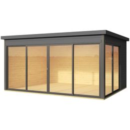 Lasita Maja Gartenhaus &raquo;DOMEO 4 CARBONGRAU/ANTHRAZIT&laquo; Fundamentmass 4180 x 3219, Carbongrau grau Holzwerkstoff