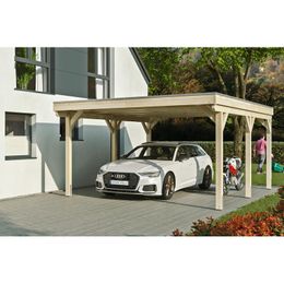 Skan Holz Einzelcarport &raquo;Grunewald&laquo; Leimholz natur mit EPDM-Dach beige