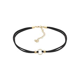 Elli Damen Collier &raquo;Halsband schwarz Choker mit Kreis 925 Silber&laquo; gold