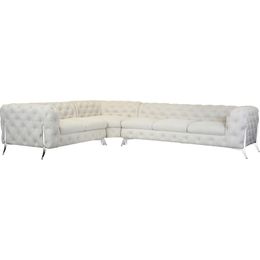 Home Affaire Chesterfield-Sofa &raquo;Amaury L-Form&laquo; gro&szlig;es Ecksofa, Chesterfield-Optik, Breite 323 cm, Fu&szlig;farbe w&auml;hlbar beige Struktur (100% Polyester);