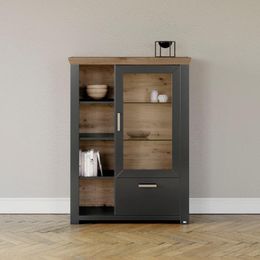 set one by Musterring Highboard &raquo;York&laquo; Typ 13 und 14, mit Glast&uuml;r und Schubkasten, 3 Farbvarianten, B 105 cm grau MDF