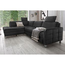 Sit & More sit&more Ecksofa &raquo;Pablo L-Form&laquo; wahlweise mit Bettfunktion schwarz Struktur fein (100% Polyester);Struktur (100% Polyester)