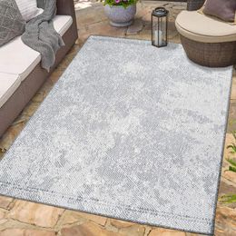 Carpet City Outdoorteppich &raquo;DUO RUG 5845&laquo; rechteckig 5 mm H&ouml;he Wendeteppich Wetterfest In- & Outdoor, Balkon, Terrasse, Wohnzimmer grau Obermaterial: 100% 