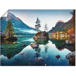 Artland Wandbild &raquo;Herbstszene des Hintersee vor Alpen&laquo; Seebilder 1 Stk. tlg. als Alubild, Leinwandbild, Poster in verschied. Gr&ouml;&szlig;en blau