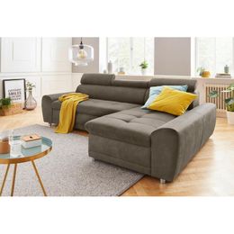 Sit & More sit&more Ecksofa &raquo;Riva L-Form&laquo; inklusive Kopteilverstellung, wahlweise mit Bettfunktion grau Flachgewebe (100% Polyester);Luxus-Microfaser (100% 