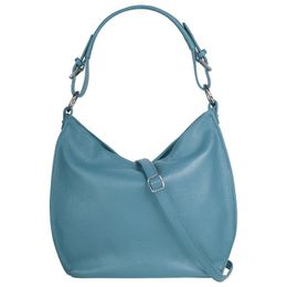 Samantha Look Damen Shopper echt Leder, Made in Italy blau