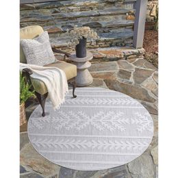 Carpet City Teppich &raquo;In-& Outdoorteppich Santorini 411, 3D-Effekt, Boho-Optik&laquo; rund 5 mm H&ouml;he Wetterfest & UV-best&auml;ndig f&uuml;r Terrasse, Balkon, K&uuml;che, Flur grau 