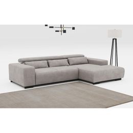 COTTA Ecksofa &raquo;Side L-Form, mit Kopfteilverstellung & 3 Nierenkissen&laquo; optional motorische Sitztiefenverstellung grau 96% POLYESTER (PES) / 4% POLYAMID