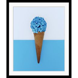 queence Bild &raquo;Kira&laquo; Blumen Eis Humor Pflanzen Pflanzenbilder S&uuml;&szlig;igkeiten S&uuml;&szlig;speisen HD Premium Poster-Druck inkl. Holzrahmen gr&uuml;n Acrylglas, Holz, 