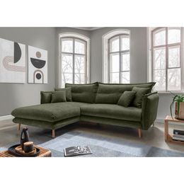 Home Affaire Ecksofa &raquo;Lazio modern und bequem, schmale Armlehnen, tolle Detailverarbeitung&laquo; zwei verschiedene Fu&szlig;farben w&auml;hlbar gr&uuml;n 100% Polyester